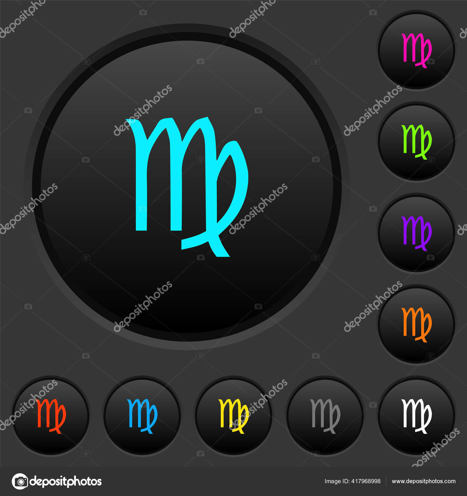 Virgo Zodiac Symbol Dark Push Buttons Vivid Color Icons Dark Stock ... Virgo Zodiac Symbol Dark Push Buttons Vivid Color Icons Dark Stock ...