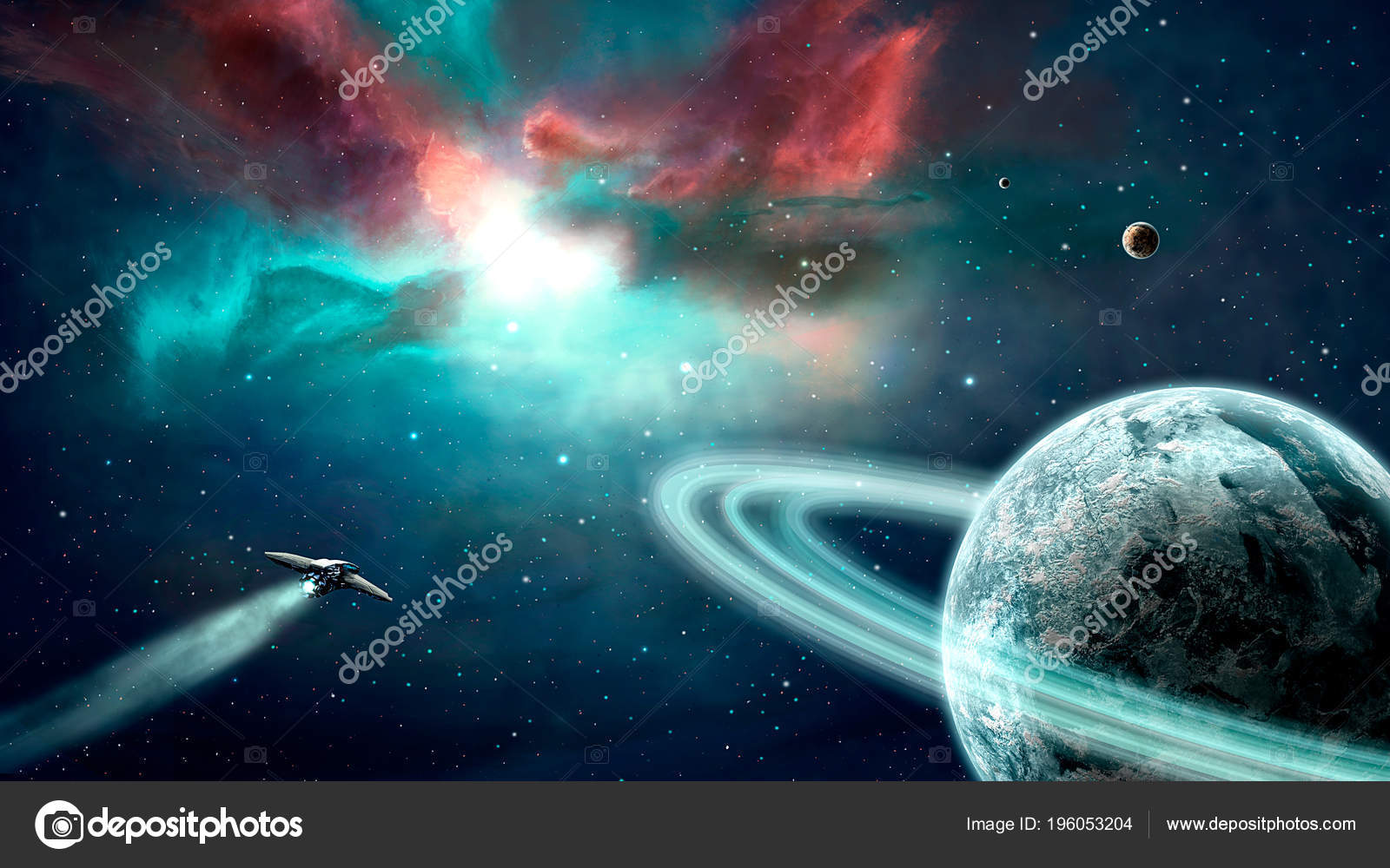 3d Planets Red And Blue