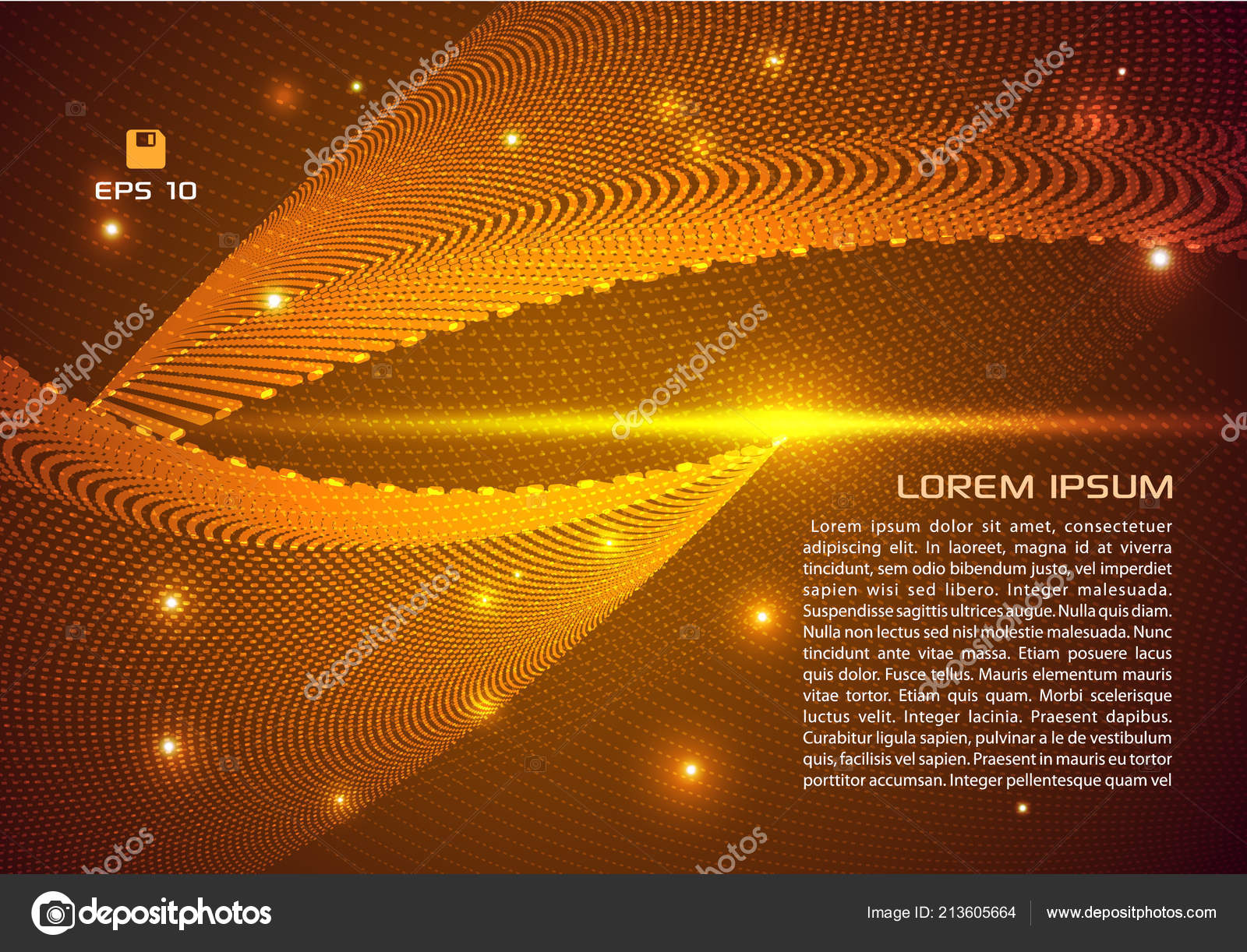 Vector Abstract Colorful Background Dotted Wave Orange Color — Stock ...