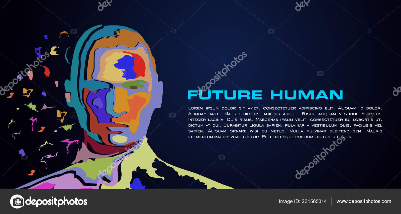 Colorful Vector Future Human Head Blue Gradient Stock Vector by ...