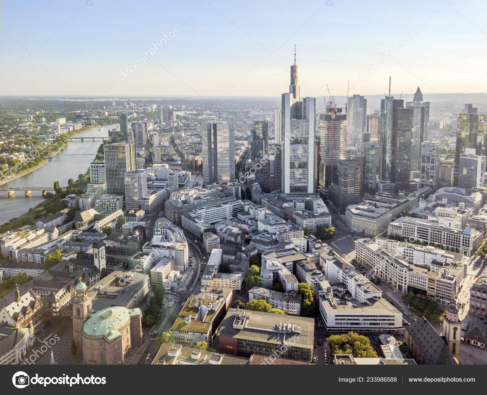 Aerial View Main River Downtown Old Town Frankfurt Germany Stock Photo ...