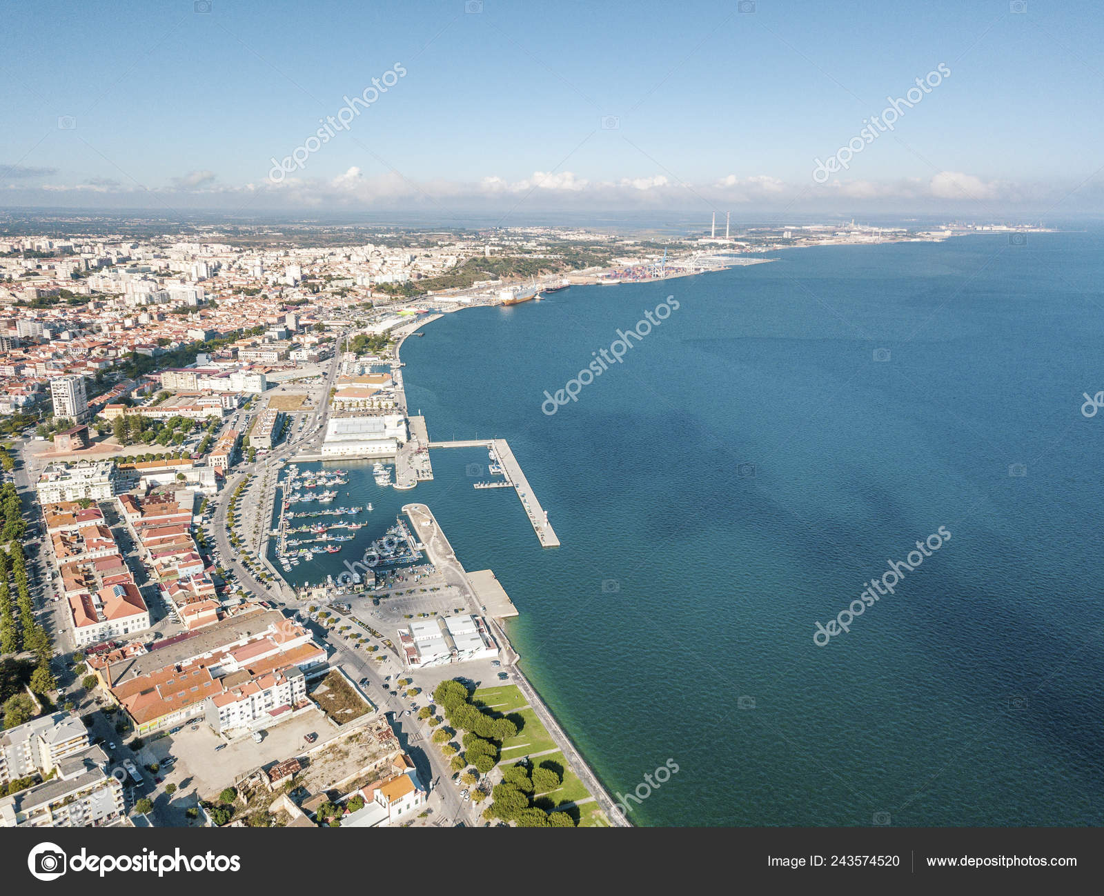 Aerial View Setubal City Marina Atlantic Ocean Portugal Stock Photo by ...