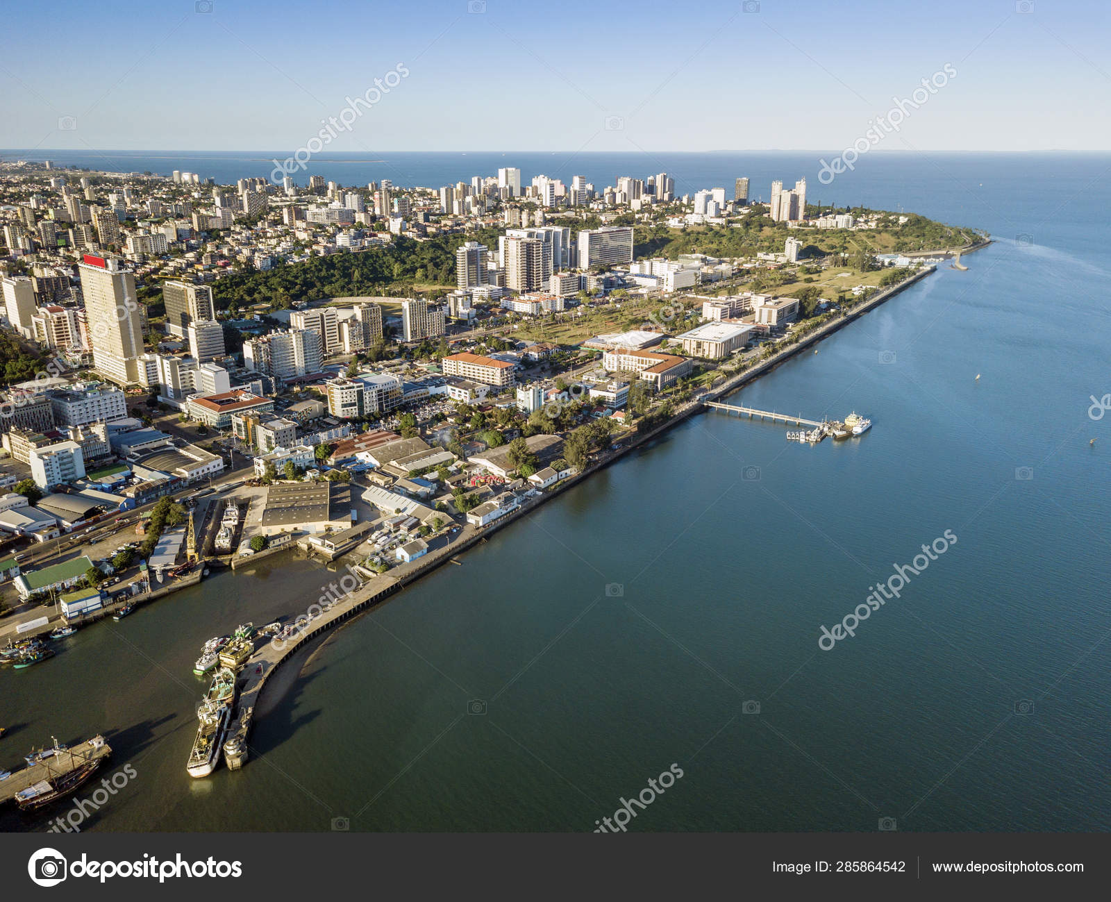 Aerial view of Maputo, capital city of Mozambique, Africa — Stock Photo ...