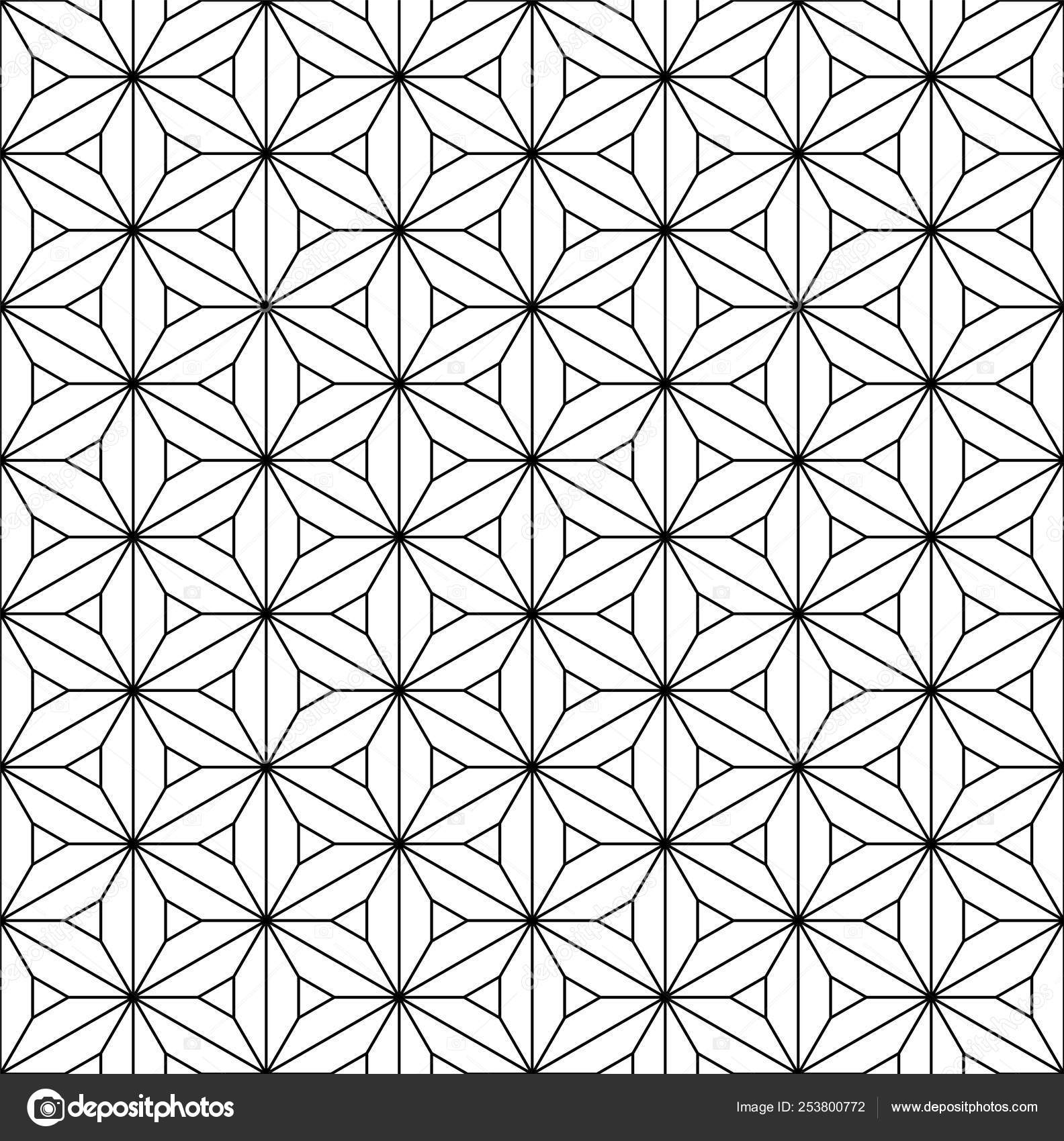 Seamless japanese pattern shoji kumiko in black and white. Stock Vector ...