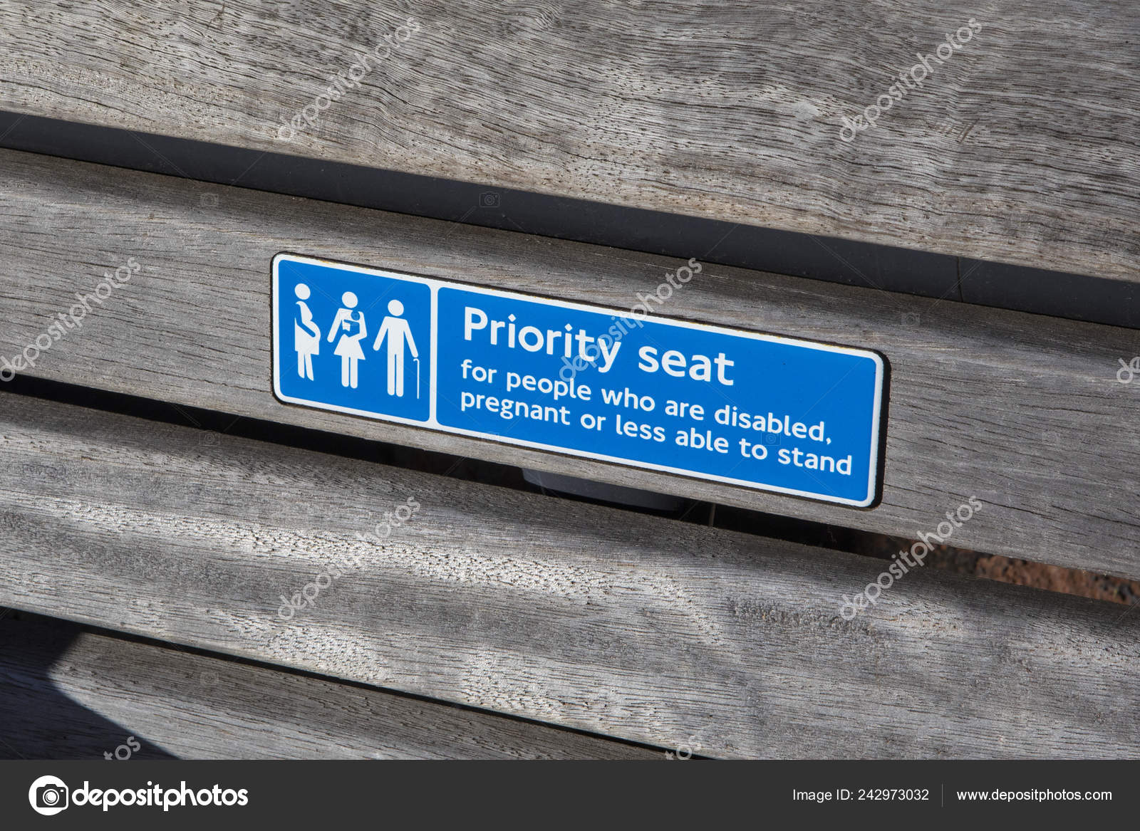 Priority Seat Sign Asking Commuters Give Seat Someone Who Disabled ...