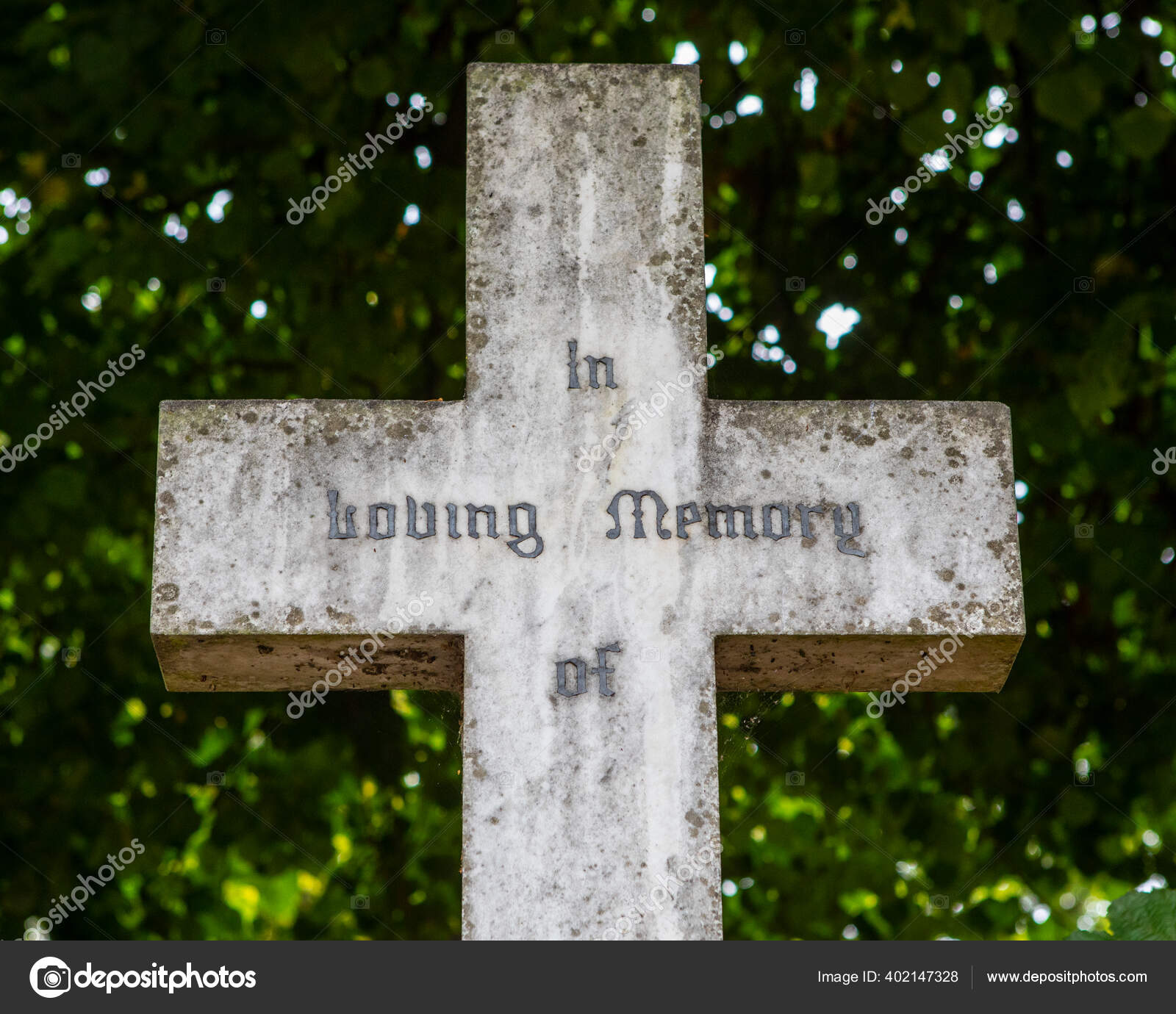 Loving Memory Inscribed Stone Cross Graveyard Cemetery Stock Photo by ...