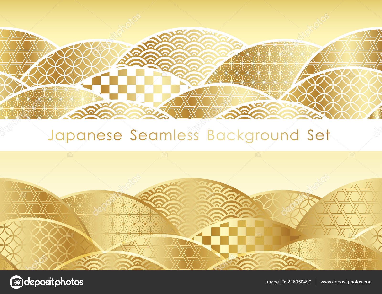 Set Two Japanese Traditional Seamless Patterns Vector Illustration ...