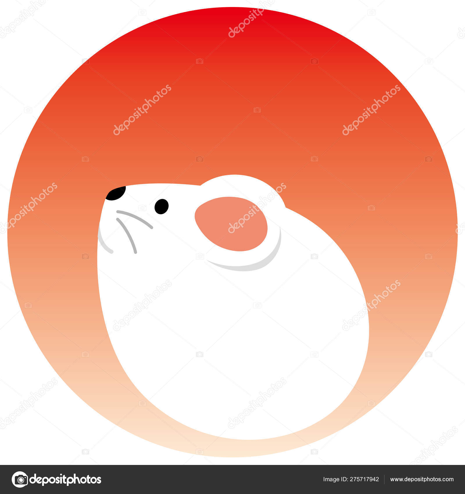 Year Rat Zodiac Symbol Isolated White Background Vector Illustration ...