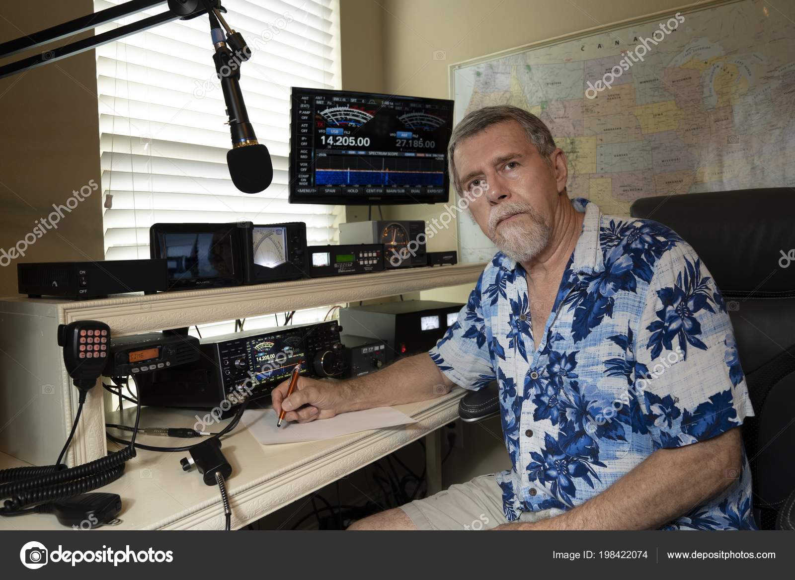 Ham Radio Operator Waiting Emergency Traffic Power Telephone Knocked ...