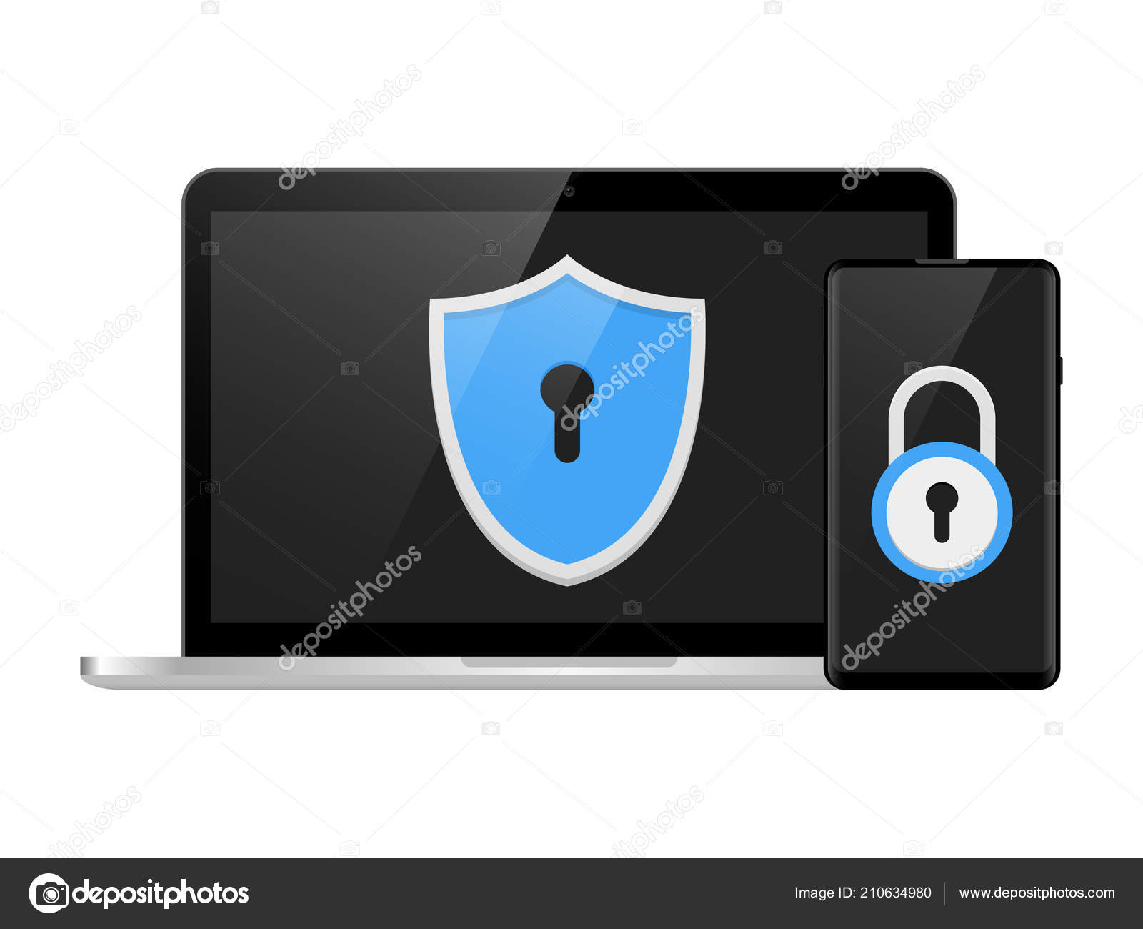 Two Step Authentication Illustration Smartphone Computer Safety Login Signin Two Stock Vector by ...