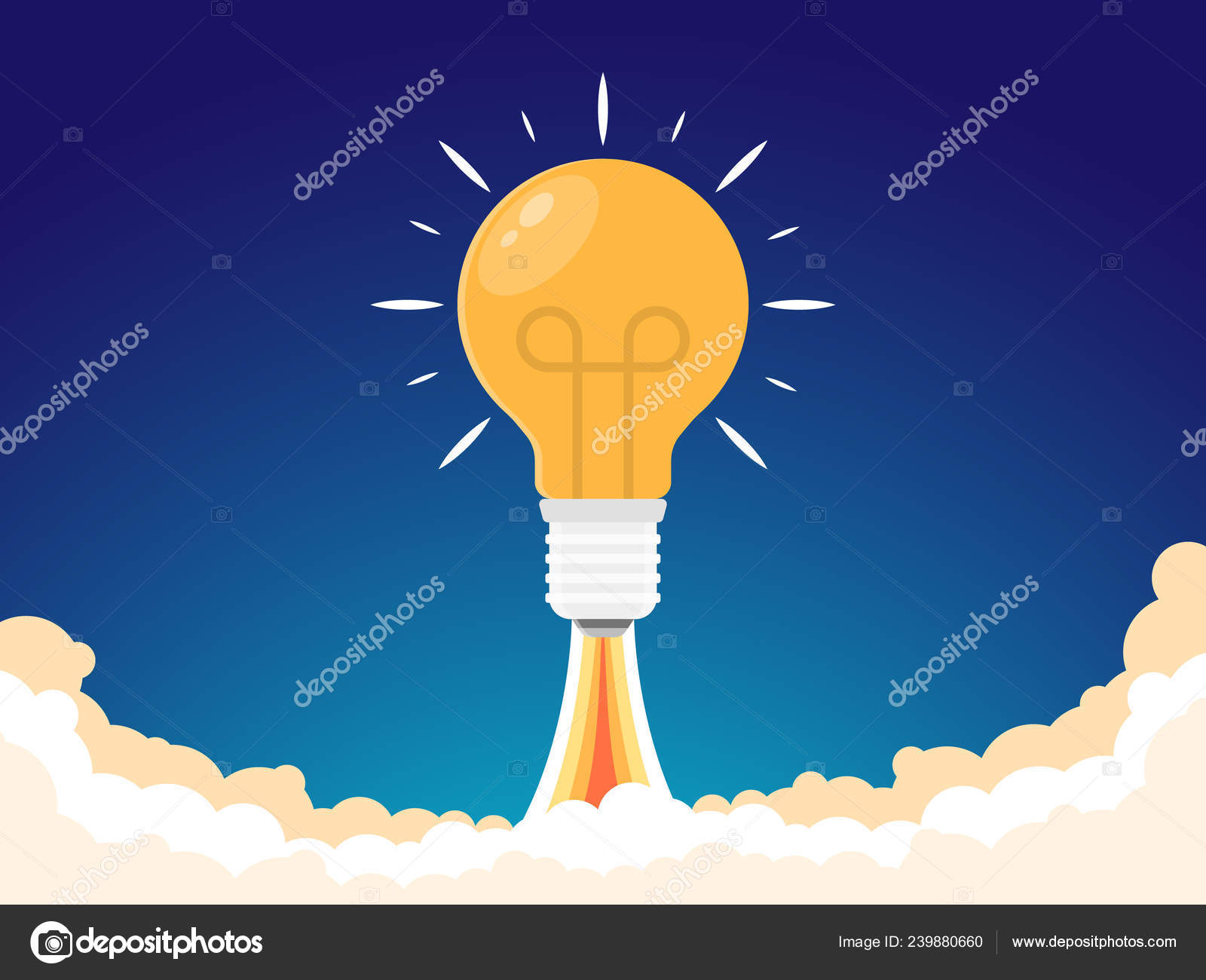 Light Bulb Idea Launch Vector Icon Stock Vector Image by ...