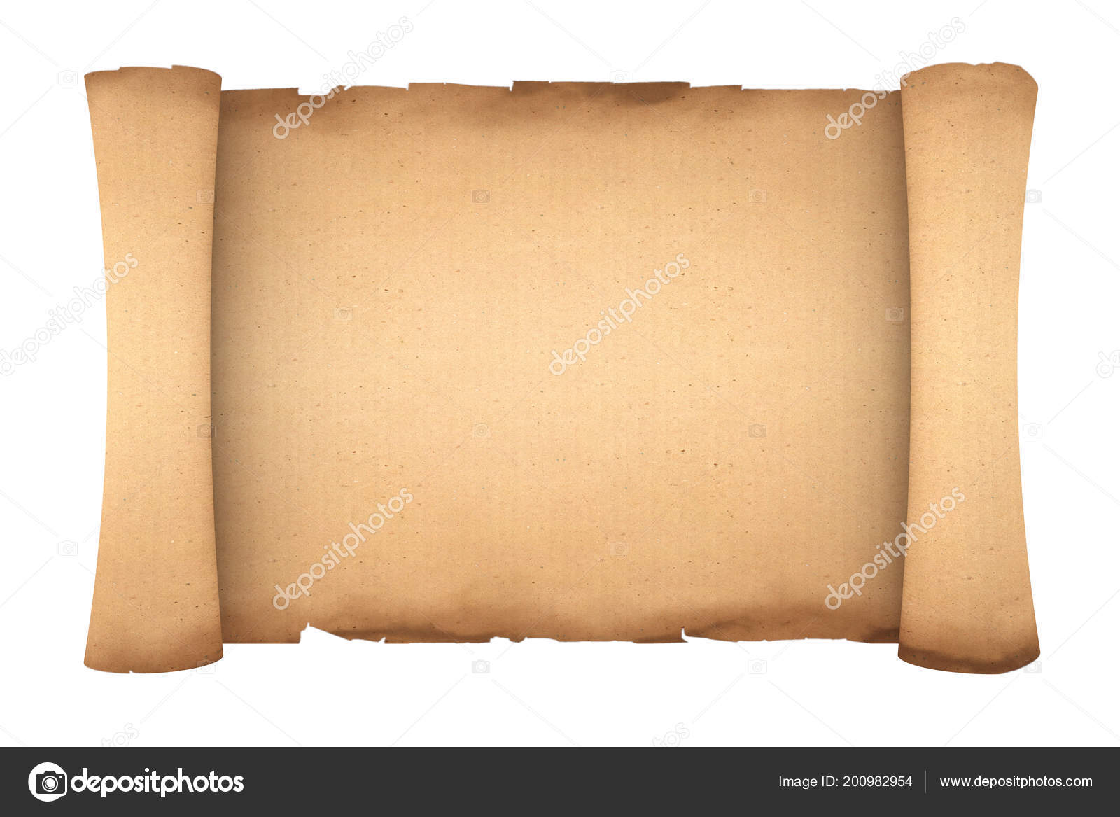 Blank Old Paper Scroll Parchment Mockup White Background Rendering ...