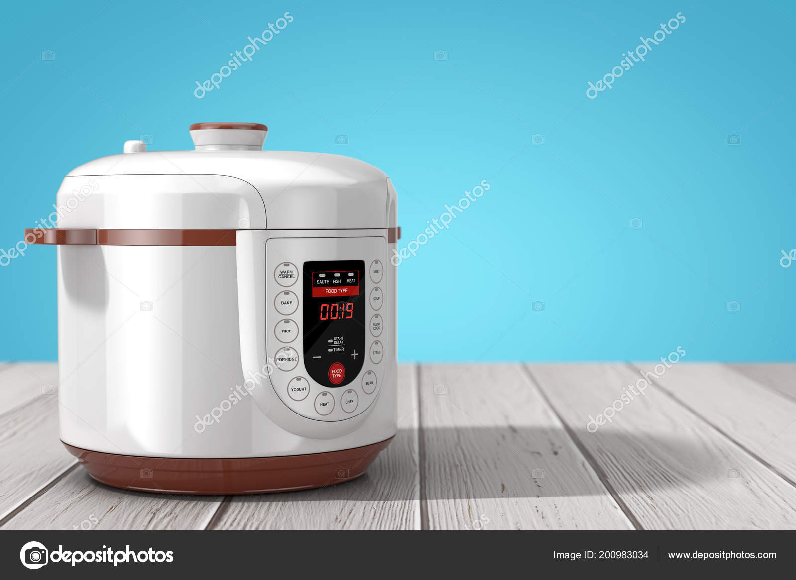 Modern Electric Multi Cooker Wooden Table Rendering Stock Photo by ...