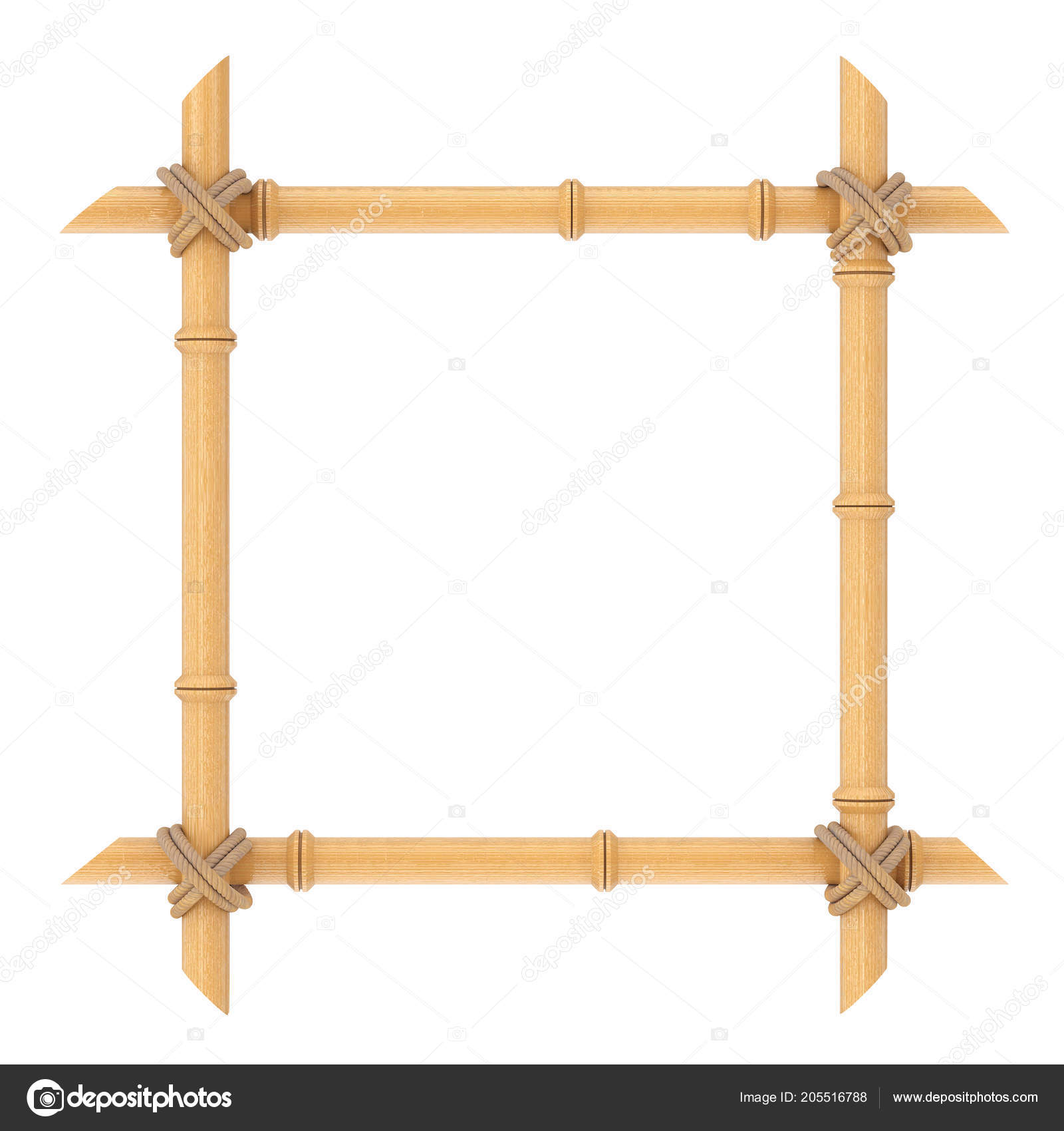 Wooden Bamboo Sticks Frame Template White Background Rendering Stock ...