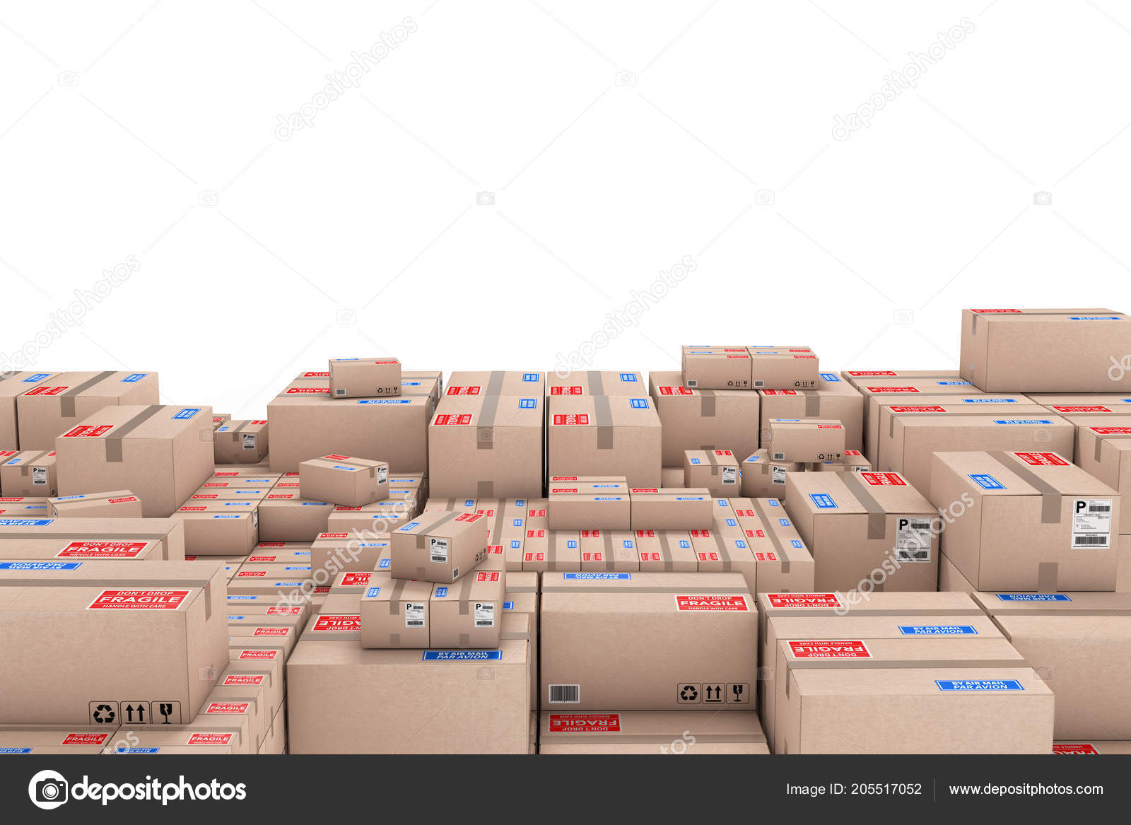 Logistics Concept Stack Cardboard Boxes Warehouse White Background ...