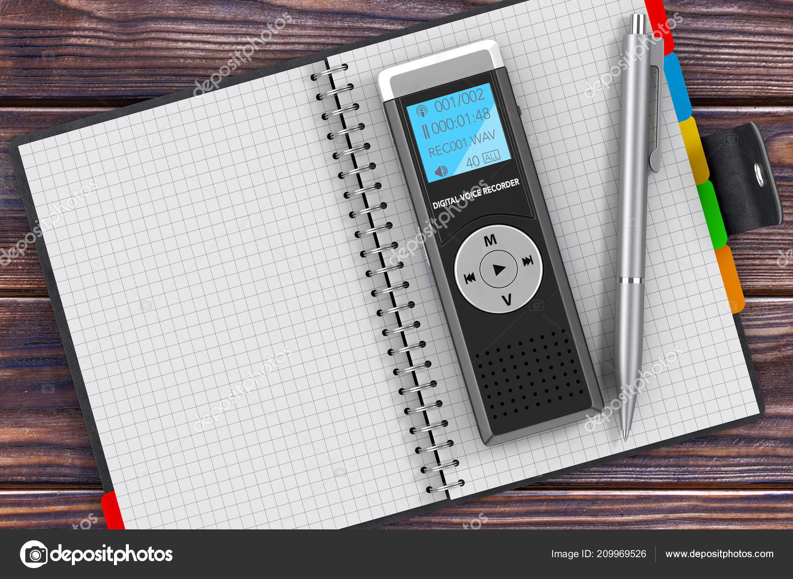 Journalist Digital Voice Recorder Dictaphone Blank Daily Organizer Pen ...