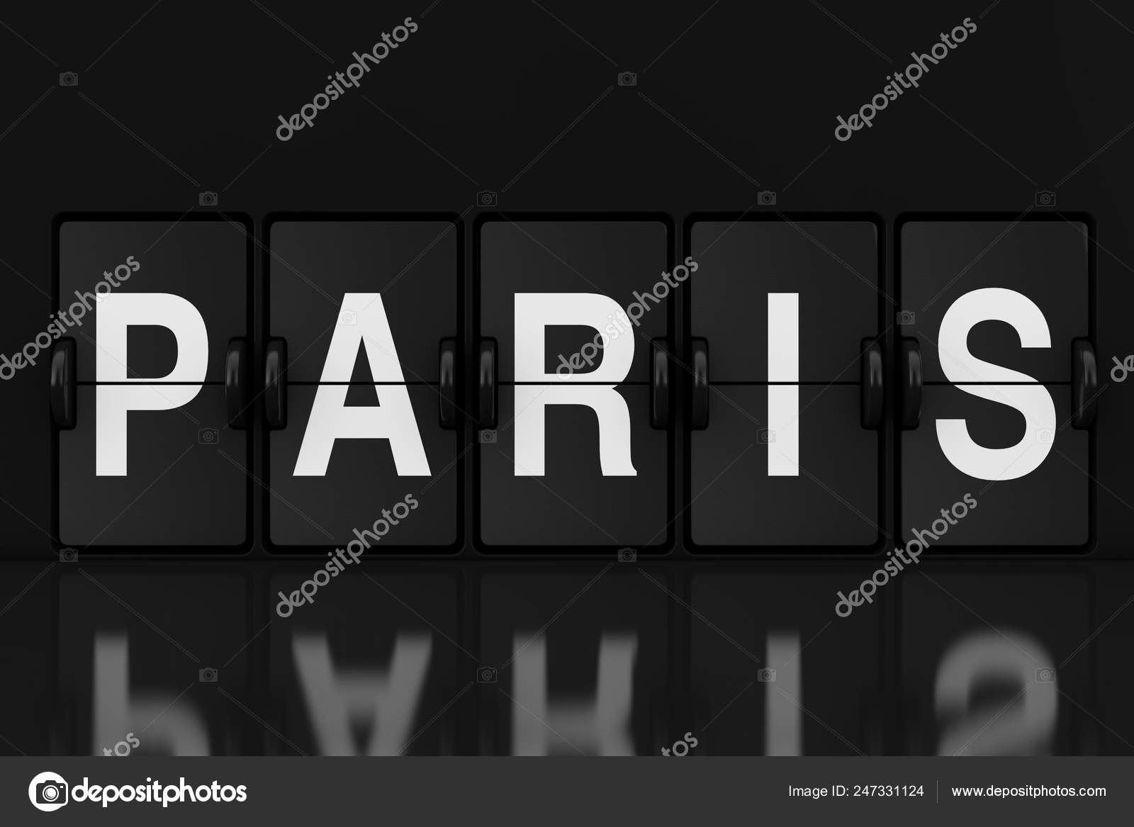 Mechanical Analog Flip Clock Board Paris Sign Extreme Closeup Rendering — Stock Photo © doomu ...
