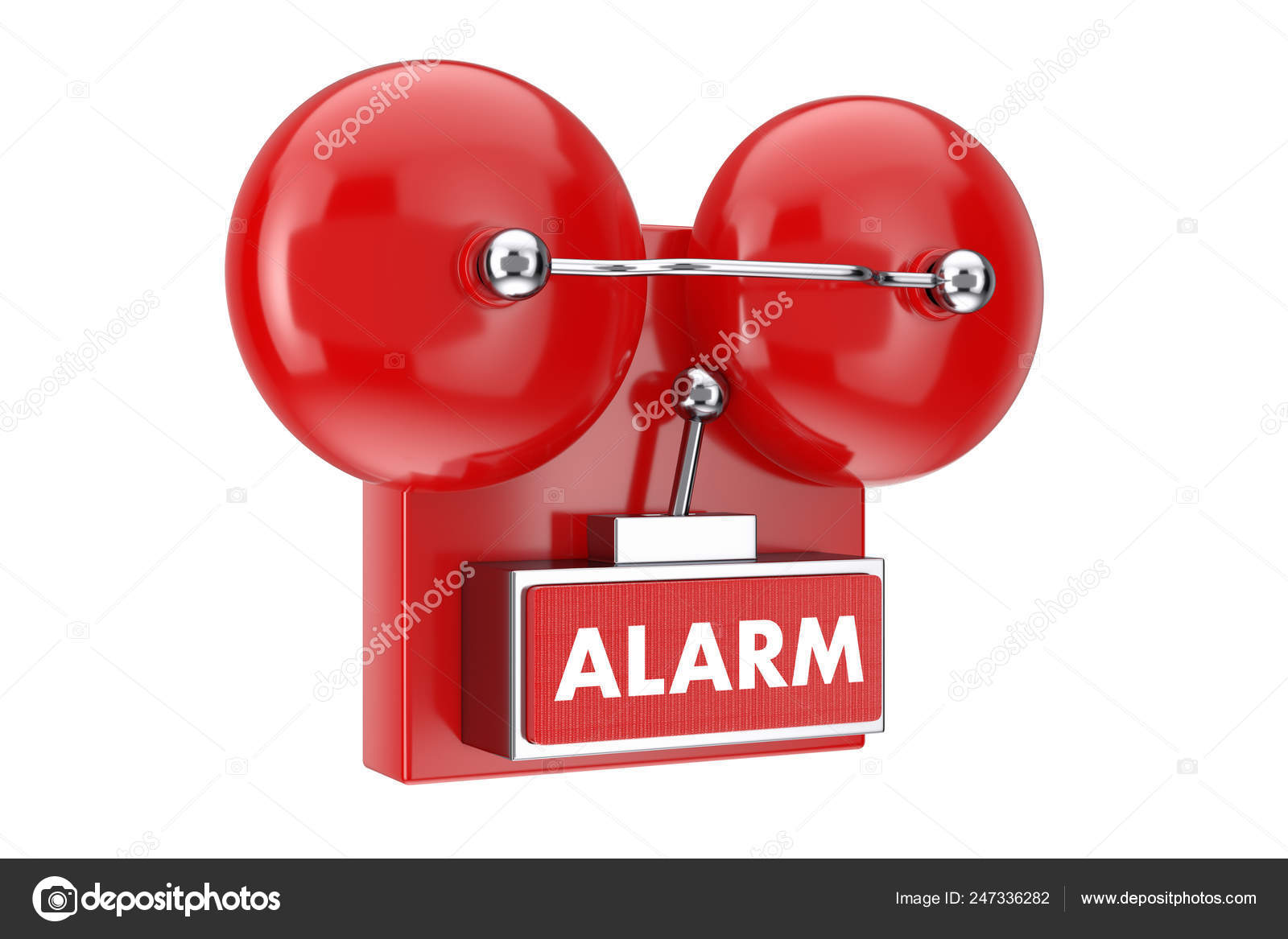 Red Fire Alarm Bell System White Background Rendering Stock Photo by ...