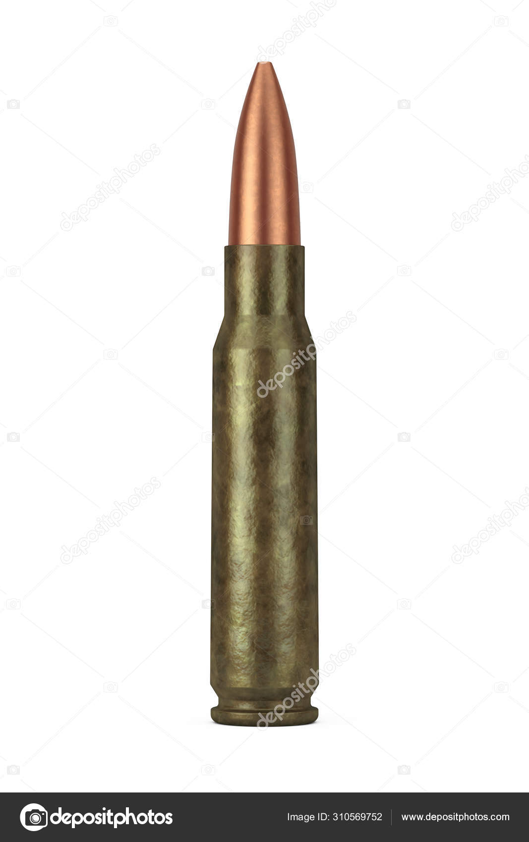 Automatic Rifles 7.62 mm Caliber Metal Bullet. 3d Rendering — Stock ...