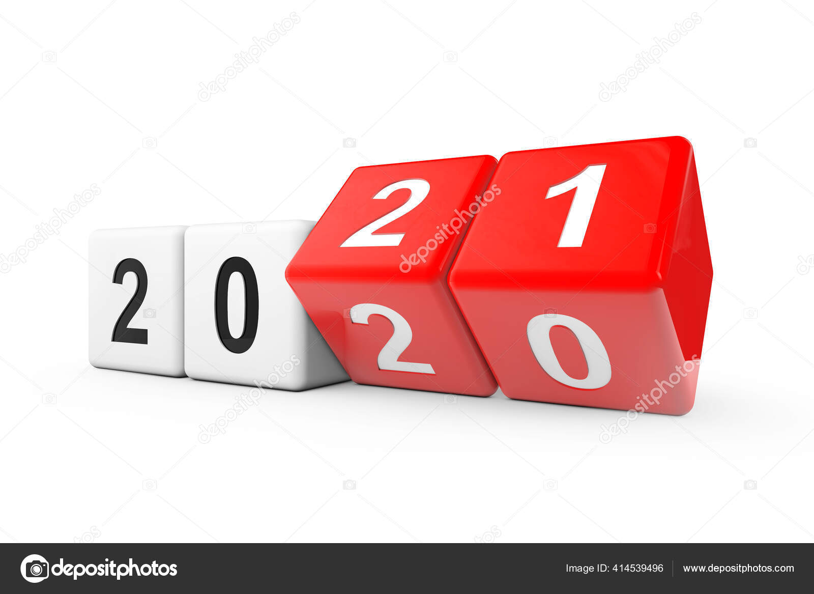 Blocks Transition Year 2020 2021 White Background Rendering Stock Photo ...