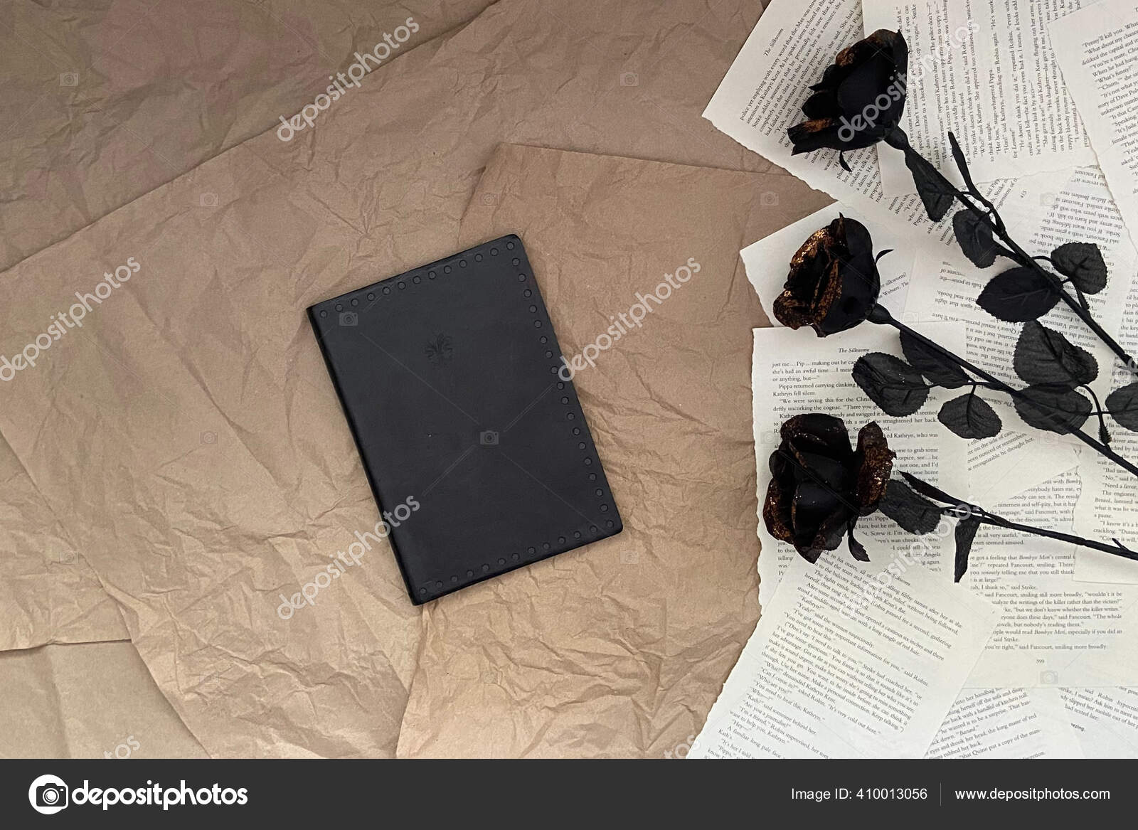 Rustic Background Blank Book Cover Flowers Stock Photo by ©The_Book ...