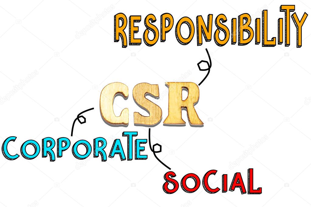 csr (responsabilidad y social corporativa) compuesto de letras de ...