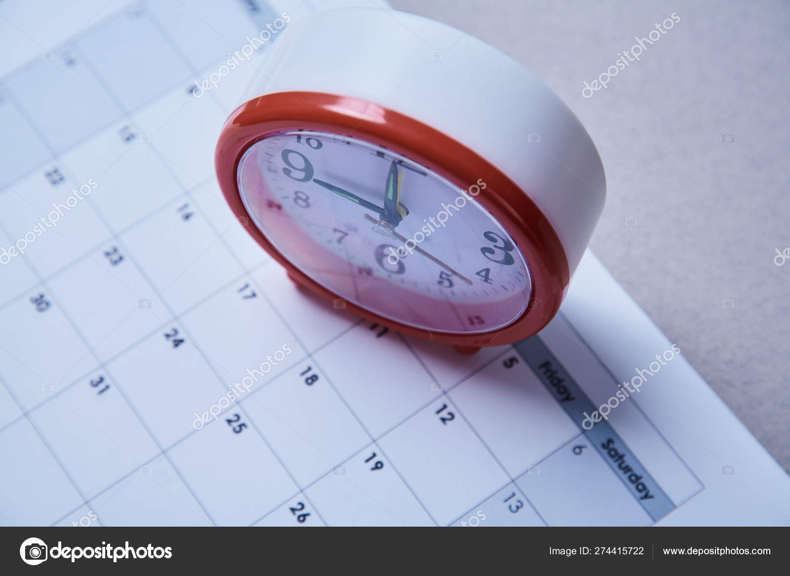 Time management deadline and schedule concept: alarm clock on schedule ...