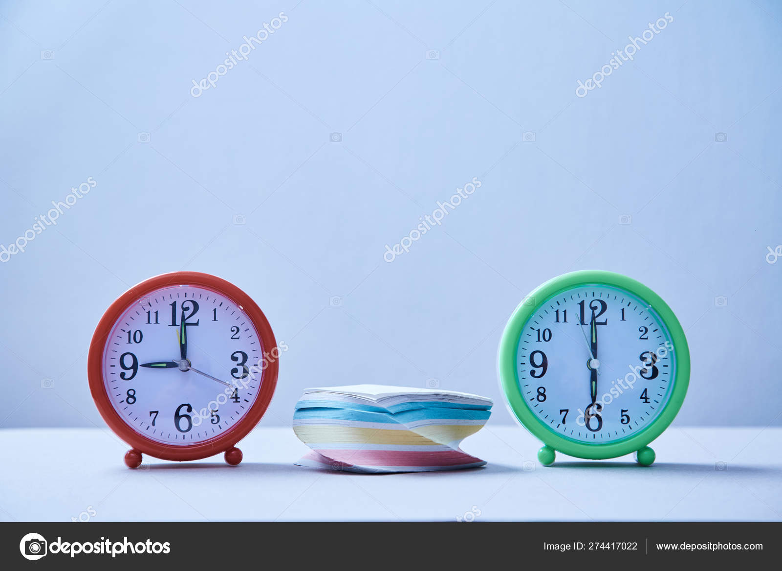 Time management deadline and schedule concept: stack of stickers ...