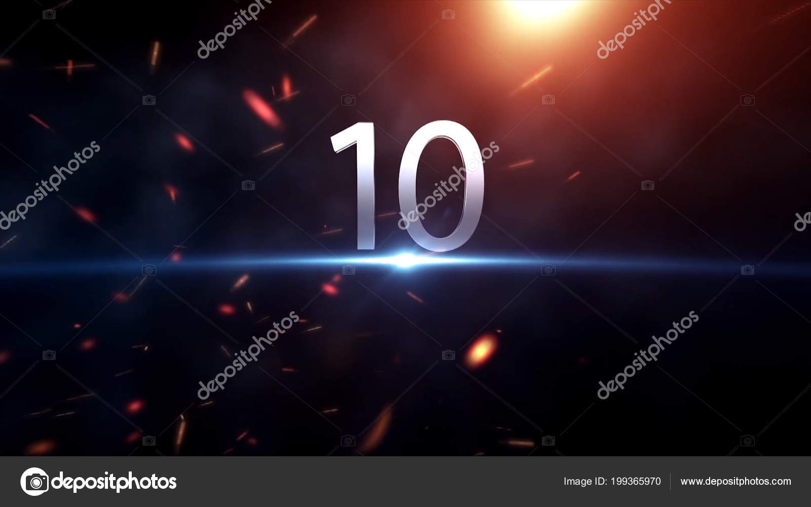 Countdown animation from 1 to 10 with explosion fire burning effect ...