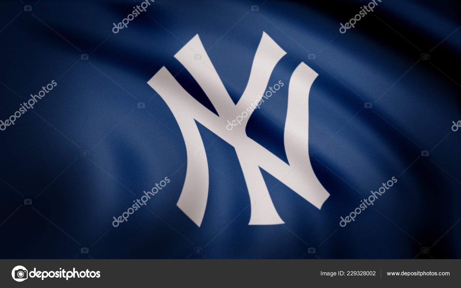 USA - NEW YORK, 12 August 2018: Waving flag with New York Yankees ...