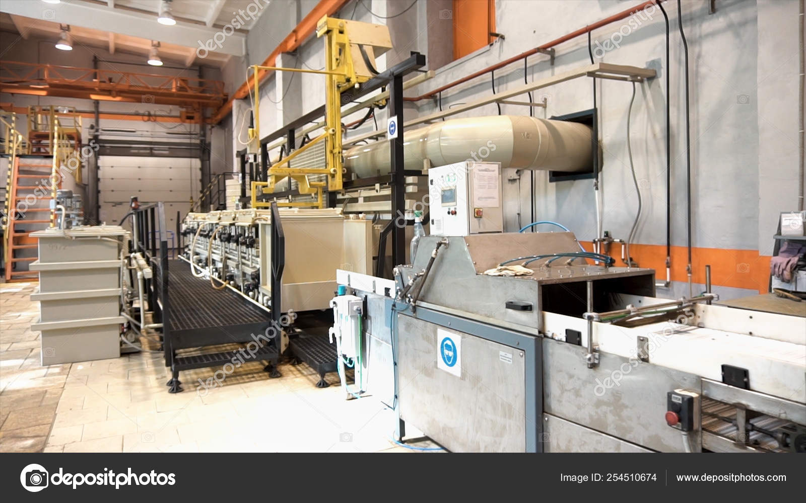 Modern carpentry workshop with machines and tools, manufacturing ...