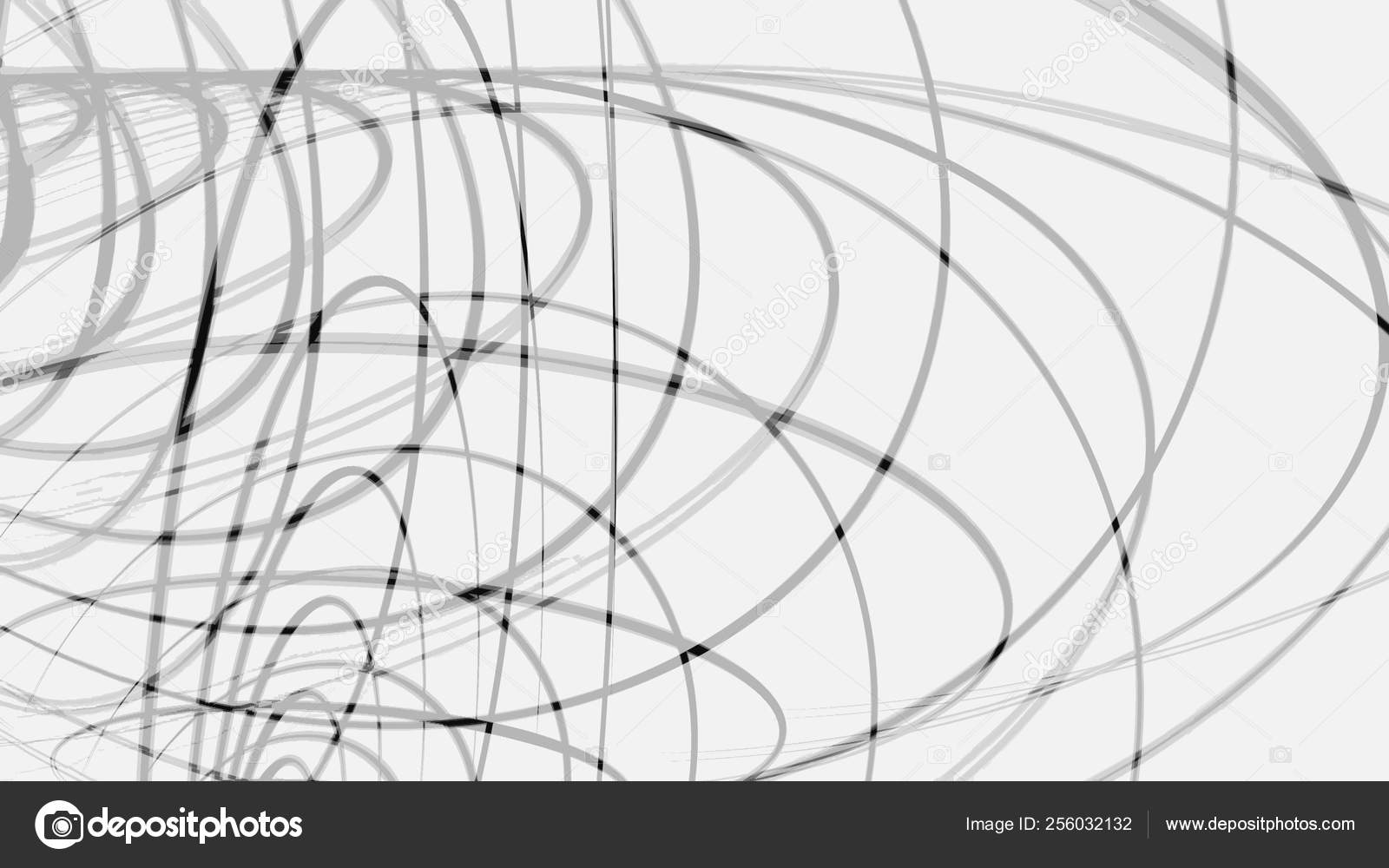 Abstract black intertwined 3D frames of circles rotating on white ...
