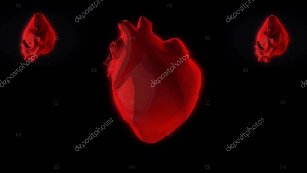 Animaci n abstracta colorida de 3 modelos rojos del coraz n 3d que ...