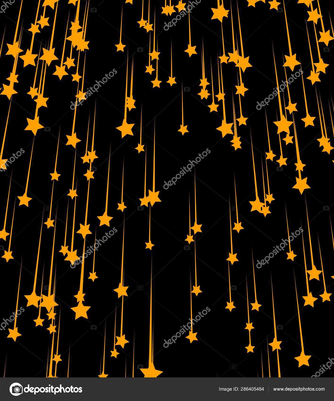 Breathtaking golden Starfall on white background. Print. Bright orange ...