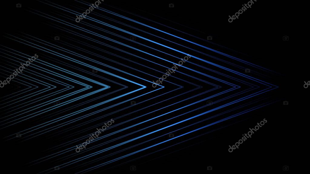 Flechas móviles azules coloridas formadas por líneas estrechas cruzadas ...