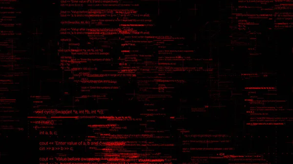 Page with source codes on black background. Animation. Overlapping source codes in cyberspace ...