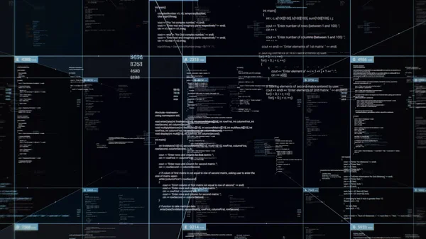 Futuristic hi-tech graphic interface with digital code and data ...