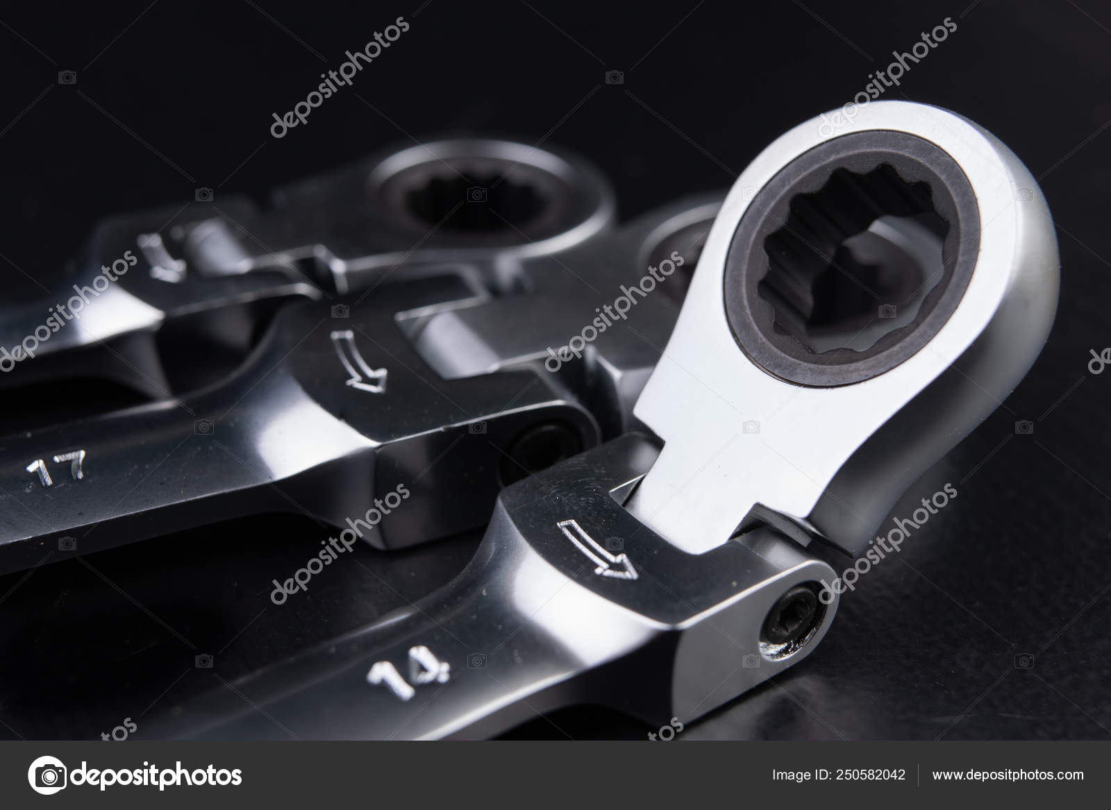 New chrome-plated key ring with latch. Accessories for a mechani Stock ...