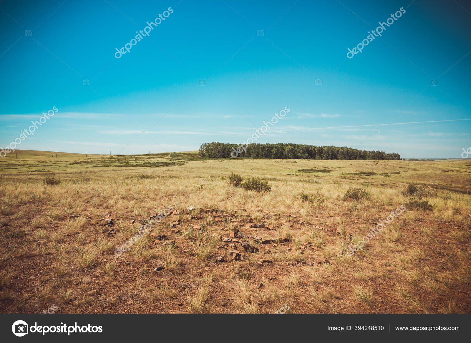 Steppe Summer Beautiful Bottom View Sandy Steppe Hills Covered Green ...