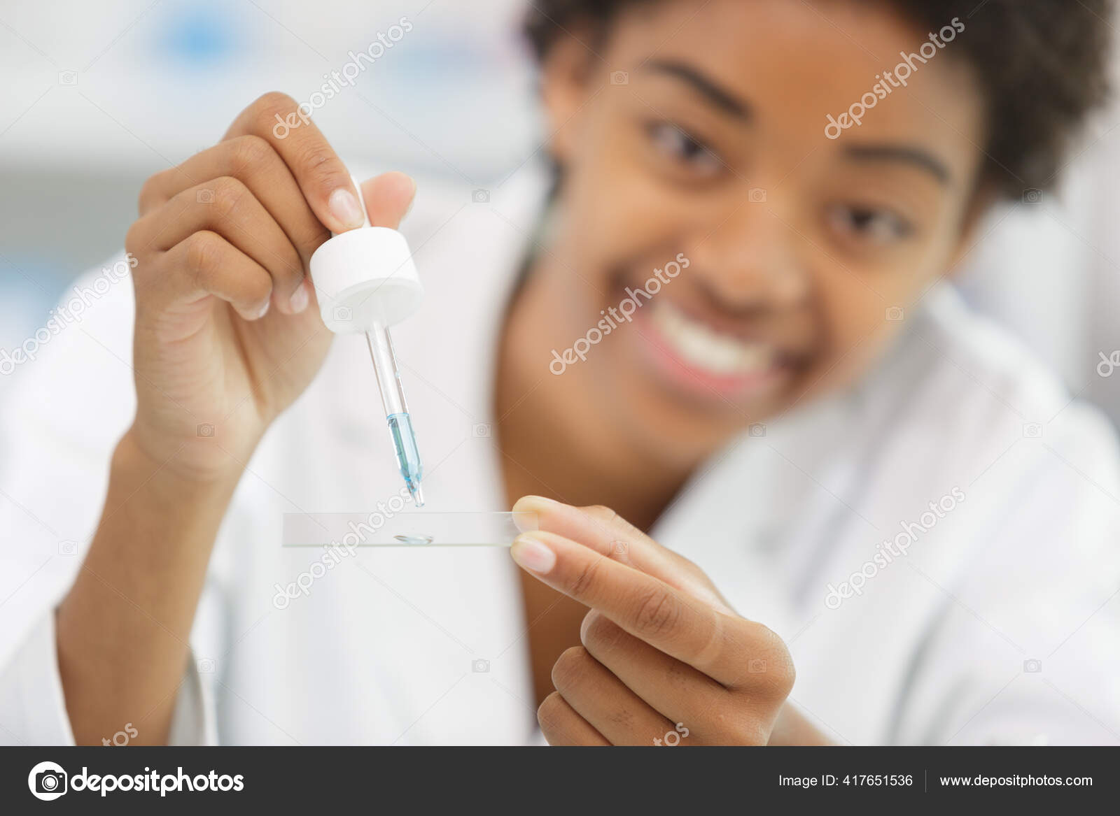 Black Female Chemist Student Conducting Research Stock Photo by ...