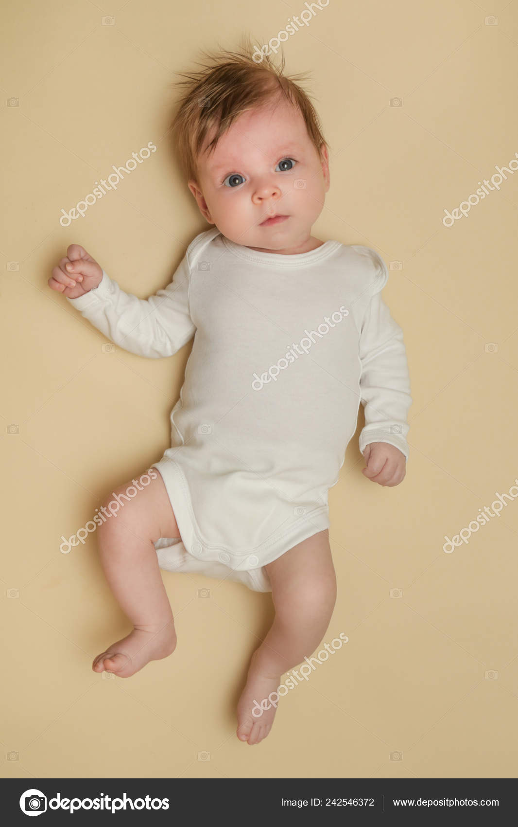 Adorable Newborn Portrait Yellow Background Studio Shot — Stock Photo ...