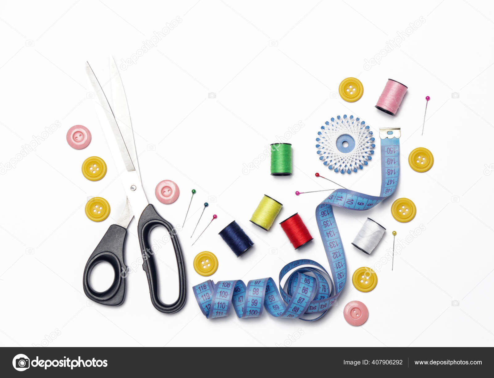Set Different Sewing Items Isolated White Background — Stock Photo ...