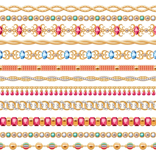 Colorful gemstones seamless horizontal borders set. Stock Vector Image ...