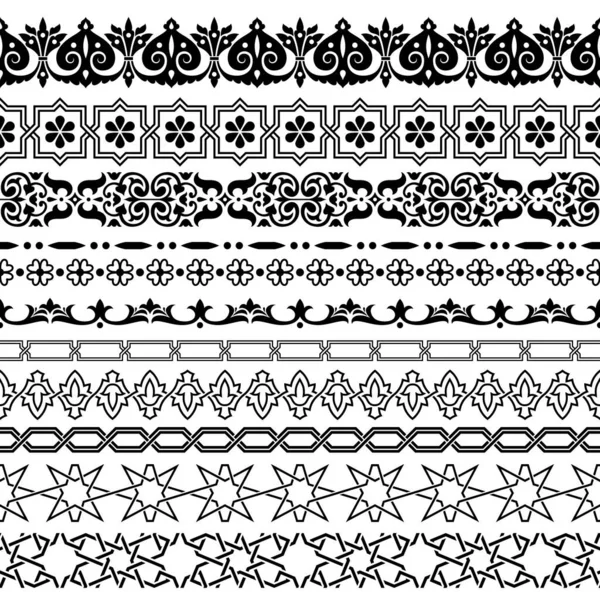 Arabic style seamless ornamental borders vector set. - Stock Image ...