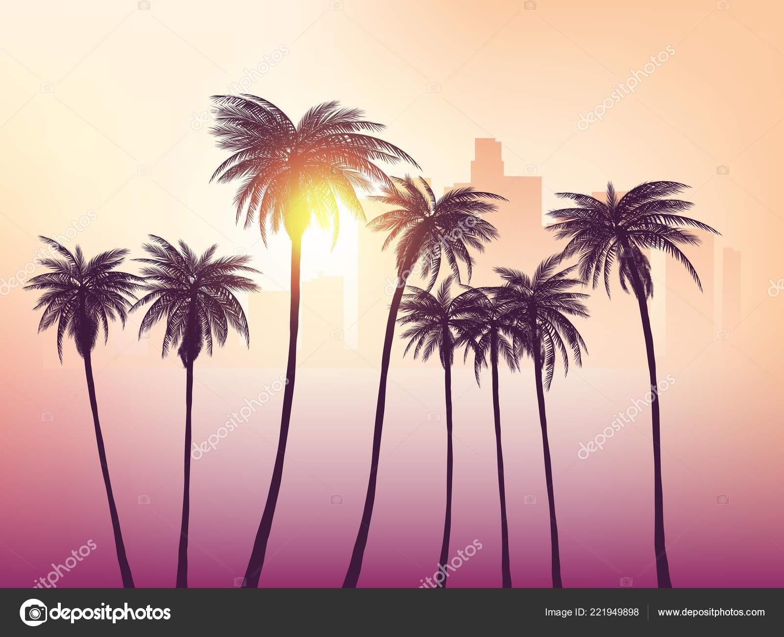 Hollywood Skyline Palm Trees
