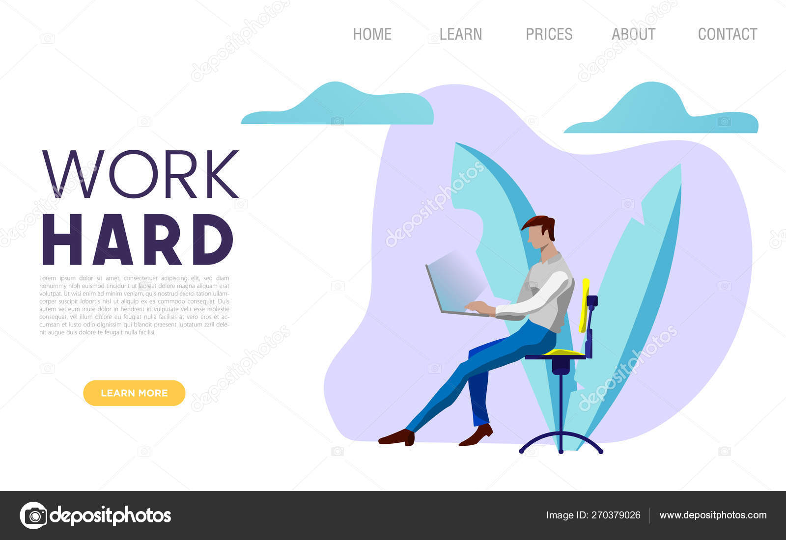 Work Hard Landing Page Template Vector Illustration Eps Stock Vector ...