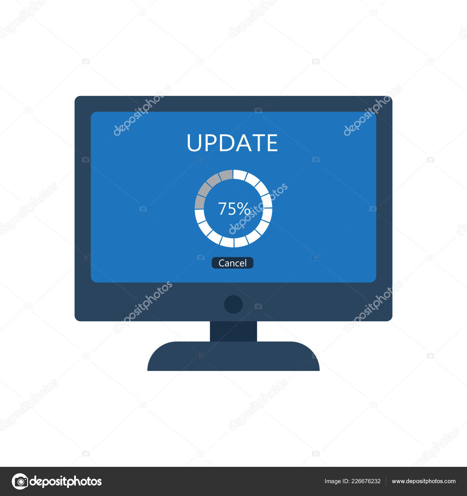 Desktop computer with update screen Stock Vector by ©Foxyliam 226676232
