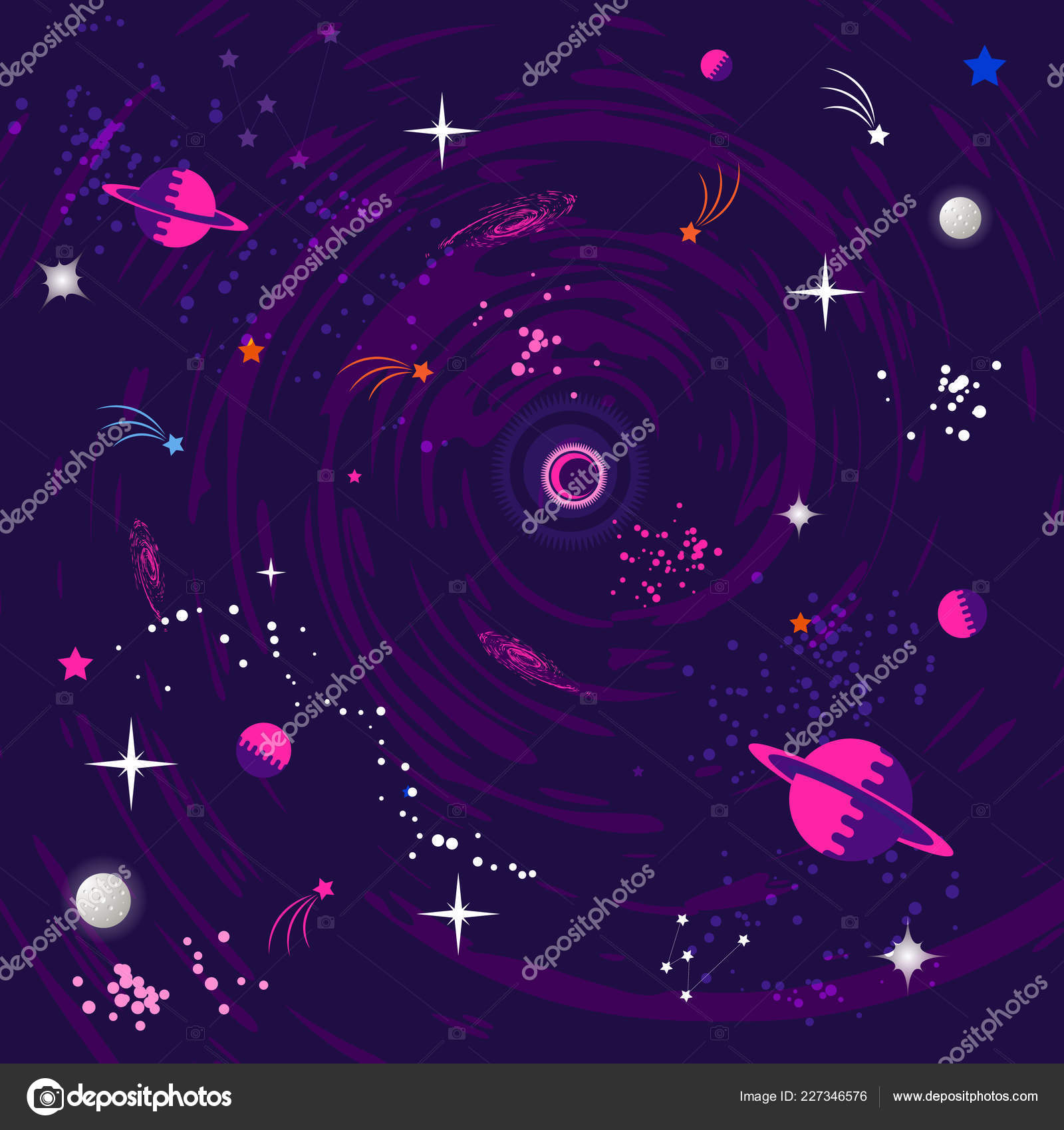 Space flat background with planets and stars Stock Vector Image by ...