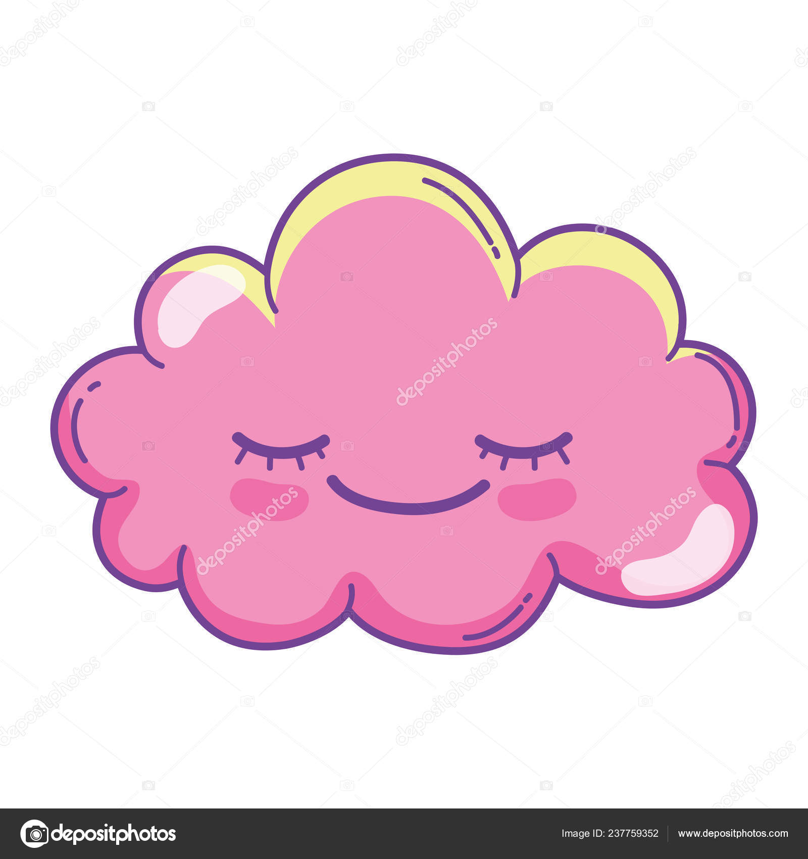 Cute Happy Cloud Smiling Cartoon Vector Illustration Graphic Design ...