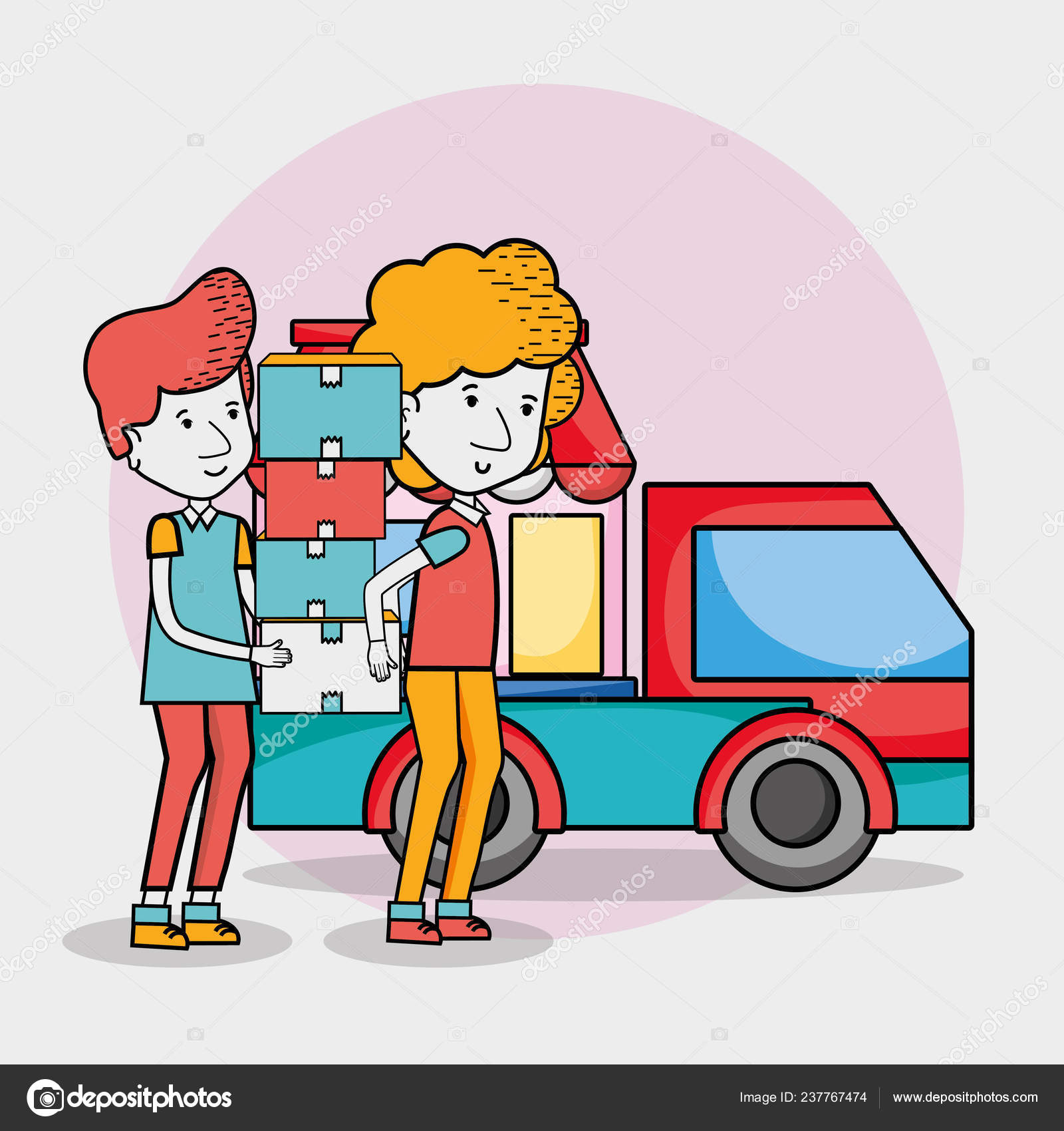 Couriers Delivery Service Symbols Cartoons Vector Illustration Graphic ...